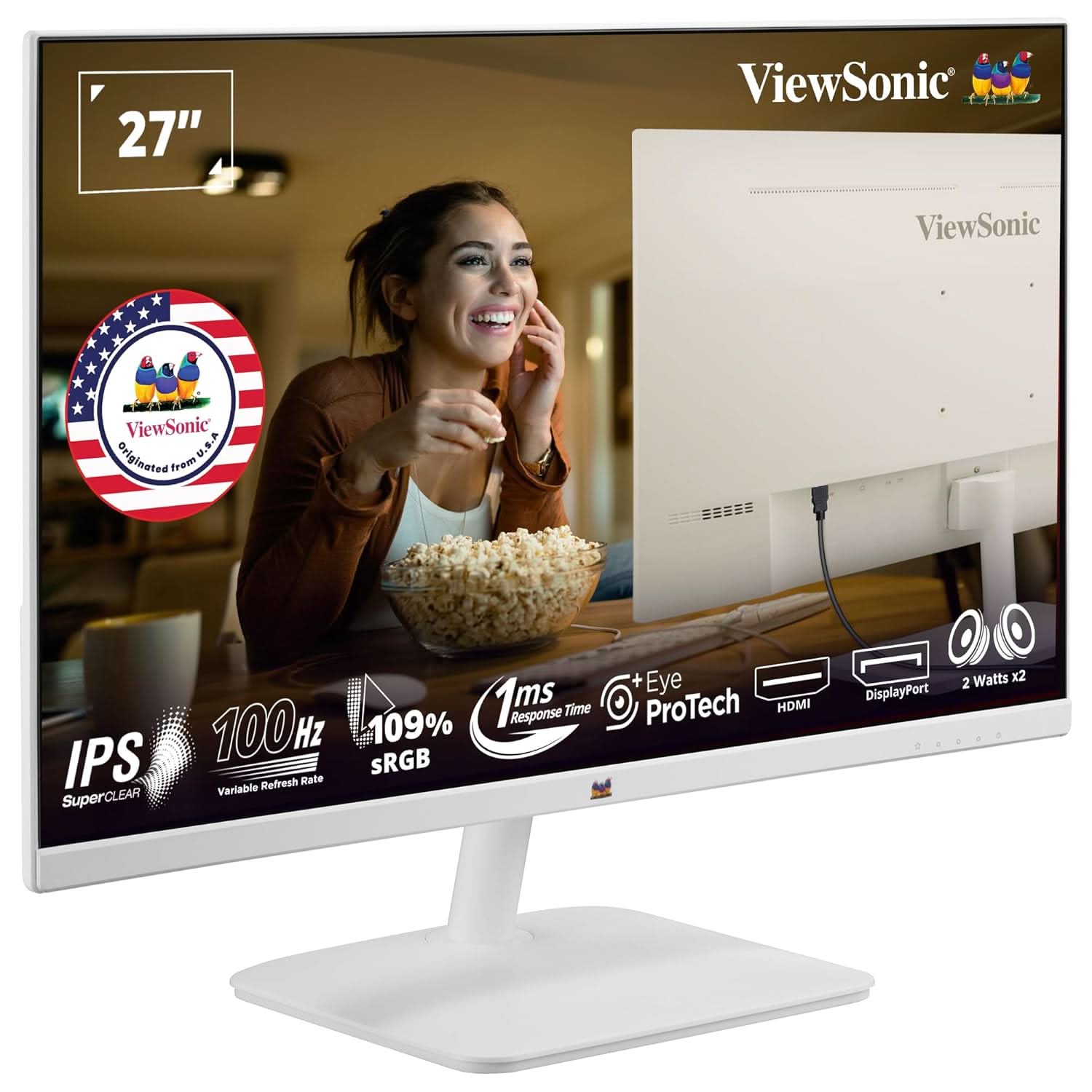 ViewSonic VA2732-MH-W, 27-inch (68.58cm) Full HD Monitor, SuperClear I ...