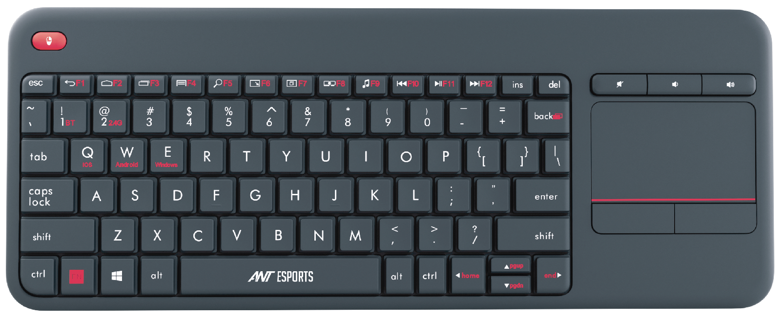 ANT ESPORTS WK100 WIRELESS KEYBOARD WITH BUILT-IN TOUCHPAD (GRAY)– Vishal Peripherals