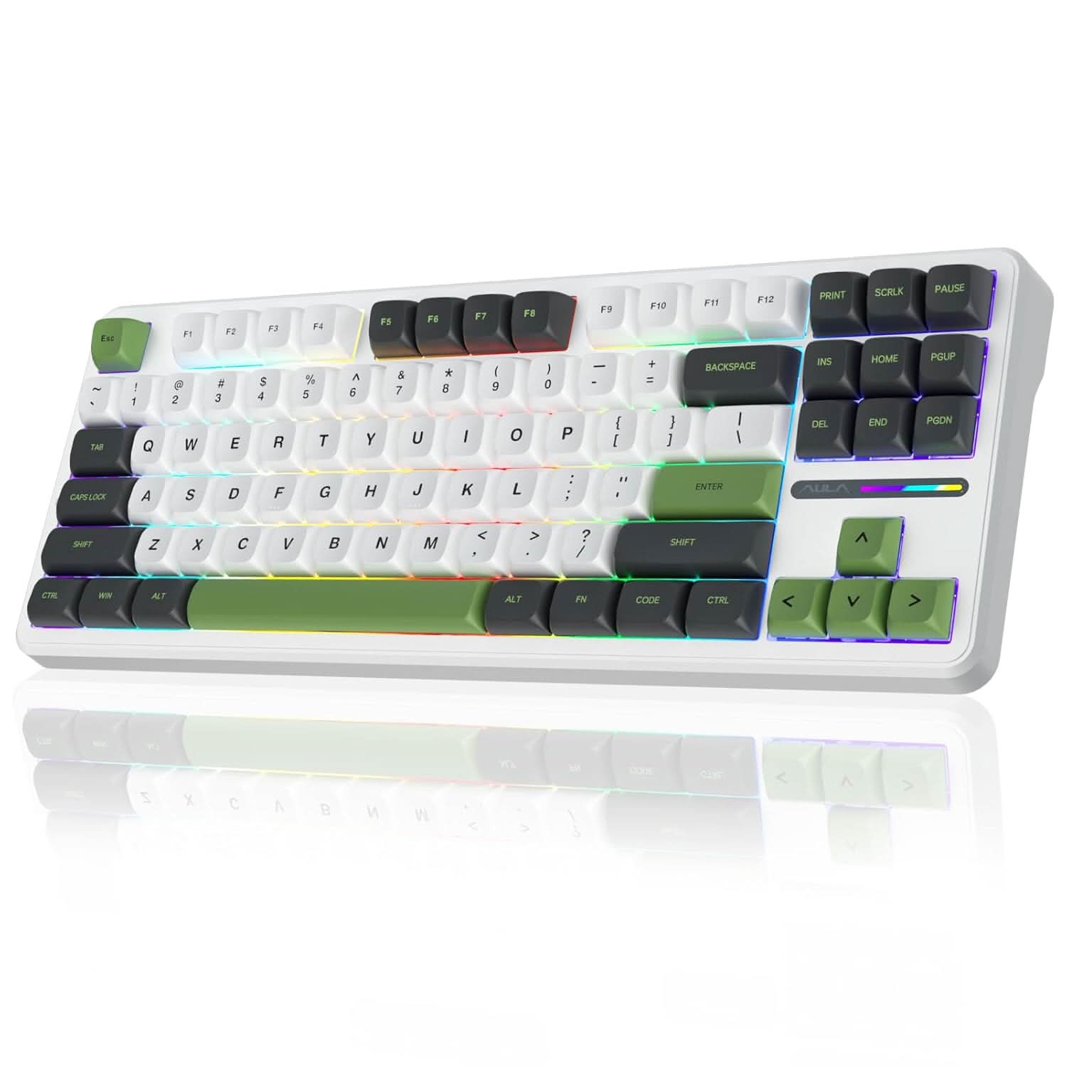 AULA F87 GREEN WHITE SWITCH MECHANICAL GAMING KEYBOARD– Vishal Peripherals